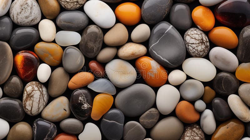 Multi-colored Pebbles. Colored Round Pebbles Lying Tightly Next To Each ...