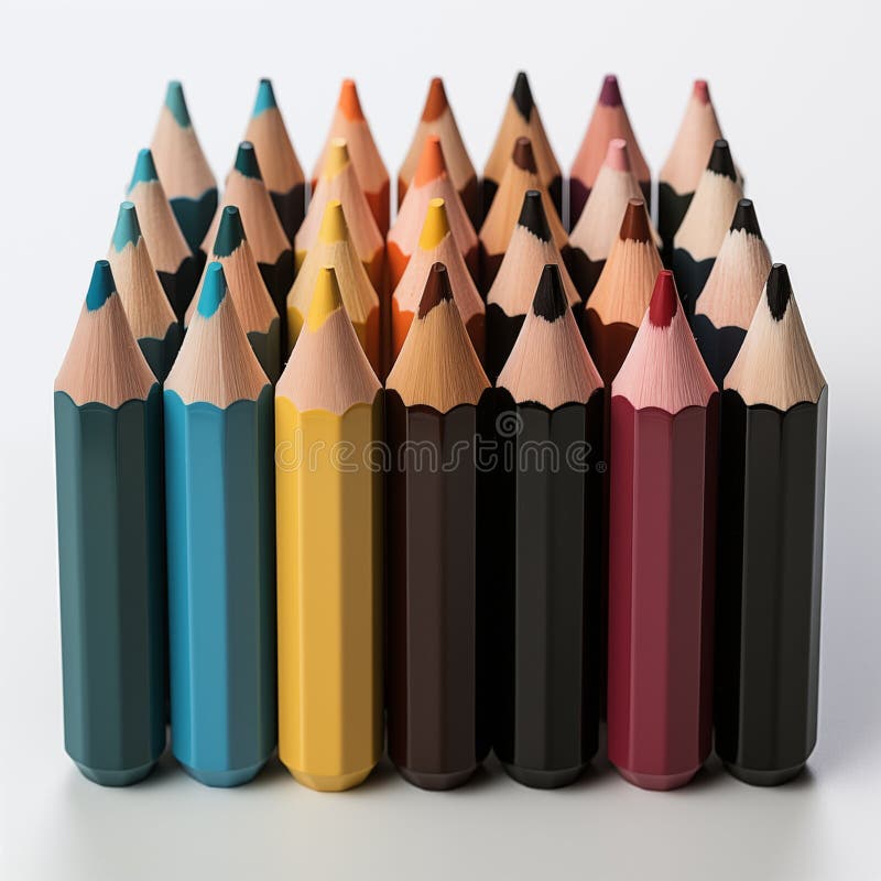Multi-colored pencils stock illustration. Illustration of brown - 303166689