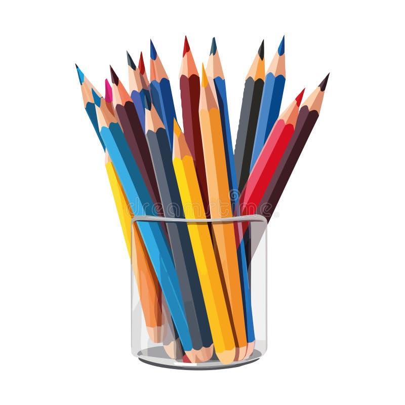 Multi Colored Pencils in a Cup Stock Vector - Illustration of design ...