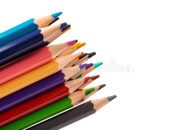 Many Multicolored Pencils, Isolated on White Background with Copy Space ...