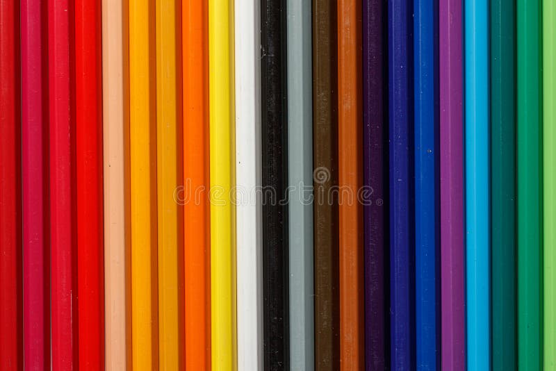 Multi-colored Pencils in a Row Stock Photo - Image of frame, draw ...
