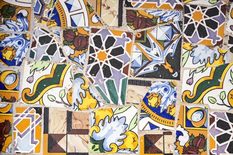 Multi-colored Pieces of Tiles on a Wall Stock Photo - Image of ornament ...