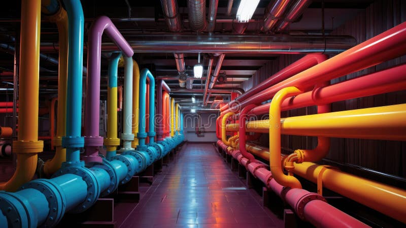 Multi-colored pipes stock illustration. Illustration of ventilation ...