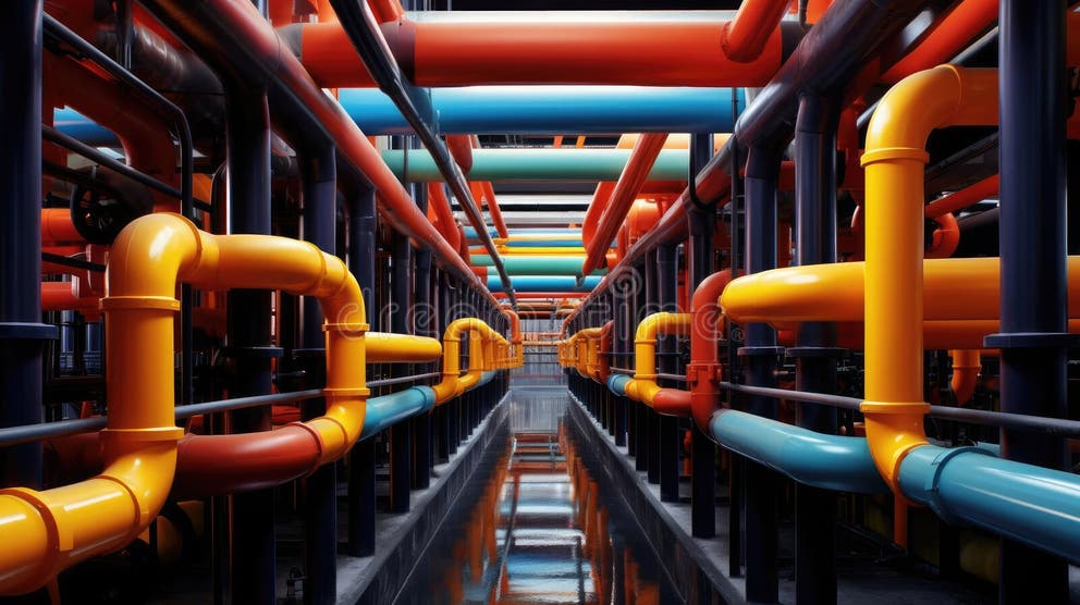 Multi-colored pipes stock illustration. Illustration of industrial ...