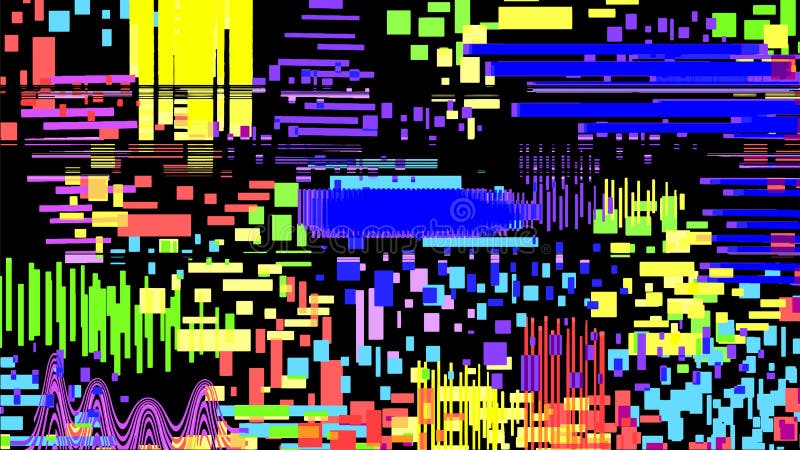 Multi-colored Pixels and Interference on a Black Background. Glitch ...
