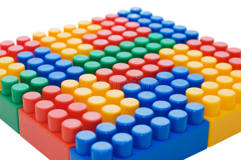 Multi-colored Plastic Blocks on White Stock Image - Image of isolated ...
