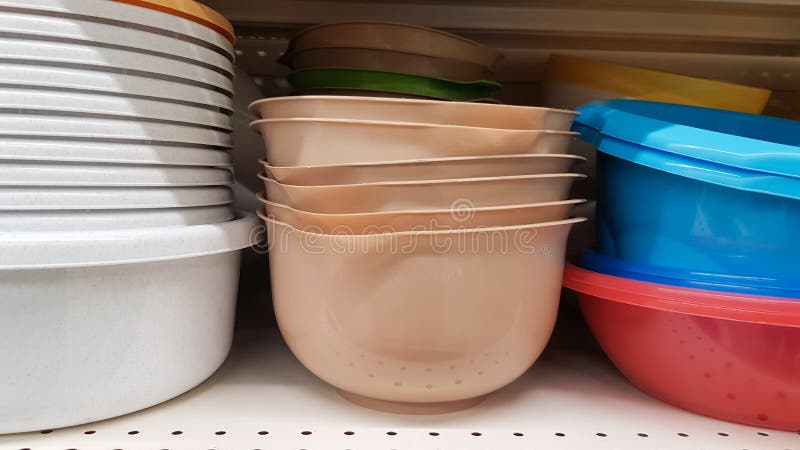 Multi-colored Plastic Containers of Different Shapes and Sizes with and ...