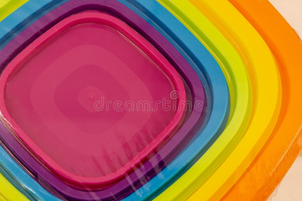 Multi-colored Plastic Containers Nested Inside Each Other Stock Image ...