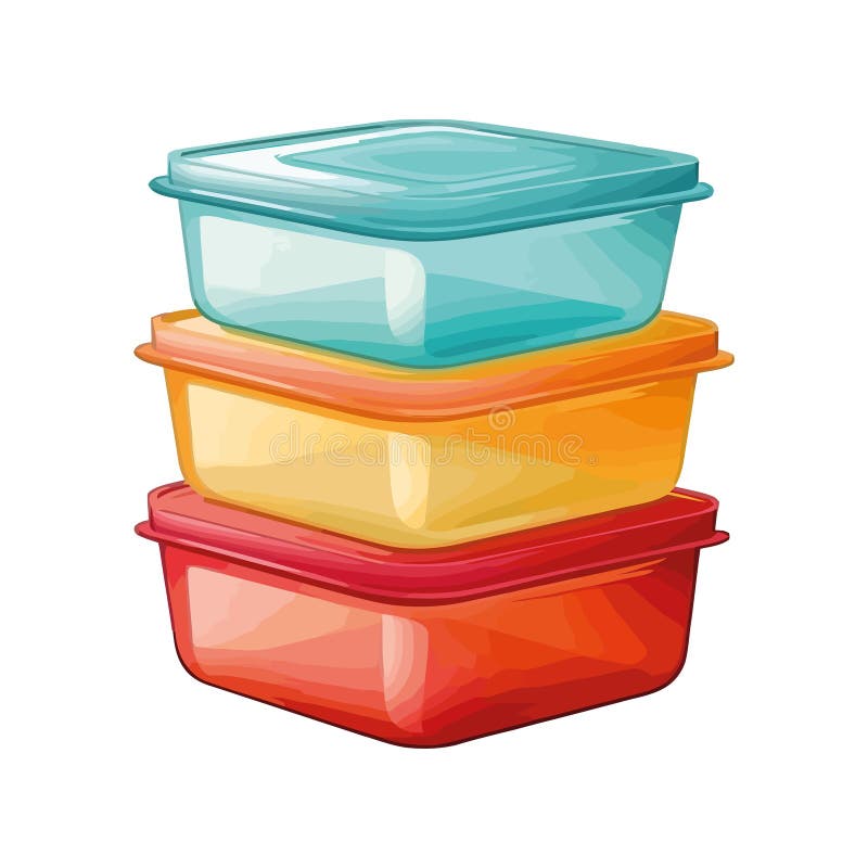 Multi Colored Plastic Containers Stacked Stock Vector - Illustration of ...