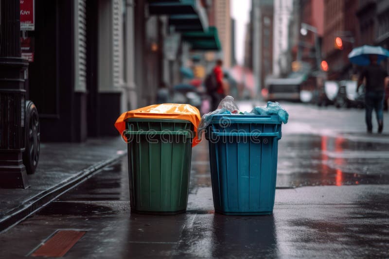 Multi-colored Plastic Tanks for Collecting and Sorting Garbage on the ...