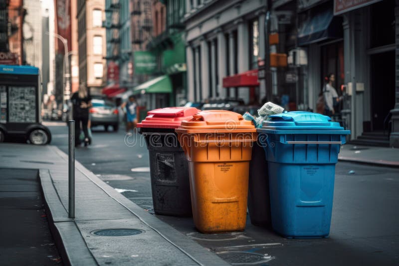 Multi-colored Plastic Tanks for Collecting and Sorting Garbage on the ...