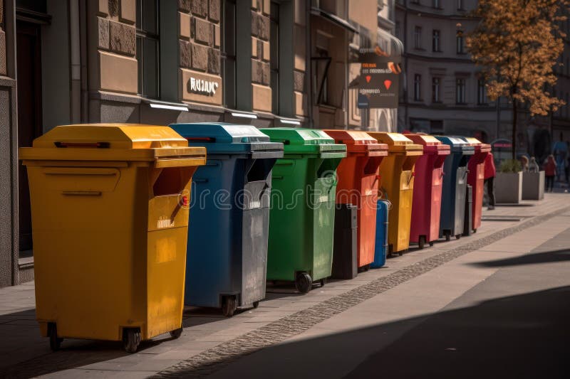 Multi-colored Plastic Tanks for Collecting and Sorting Garbage on the ...