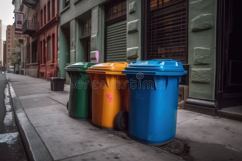 Multi-colored Plastic Tanks for Collecting and Sorting Garbage on the ...
