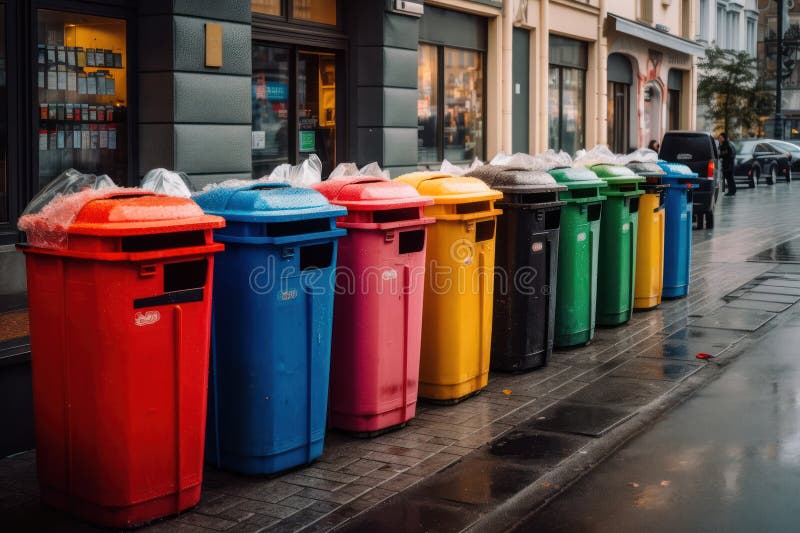 Multi-colored Plastic Tanks for Collecting and Sorting Garbage on the ...