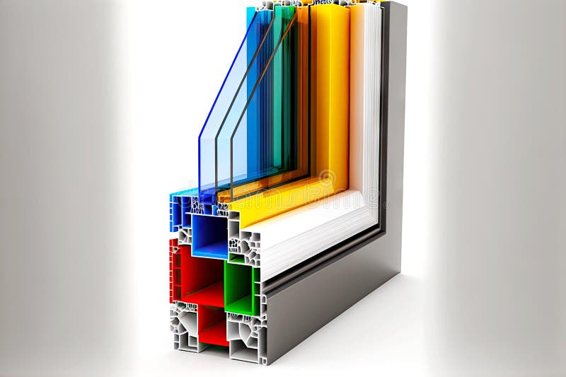 Multi-colored Plastic Windows Profile in Section for Installing Windows ...