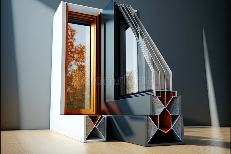 Multi-colored Plastic Windows Profile in Section for Installing Windows ...