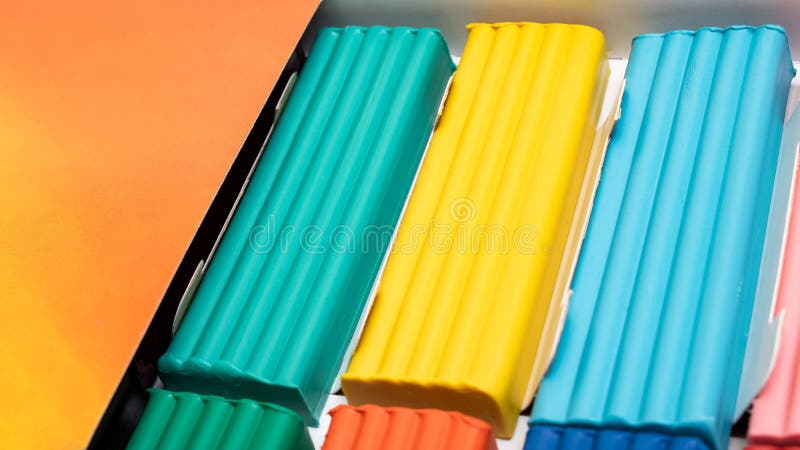 Multi-colored Plasticine in a Box Close-up, Background Stock Photo ...
