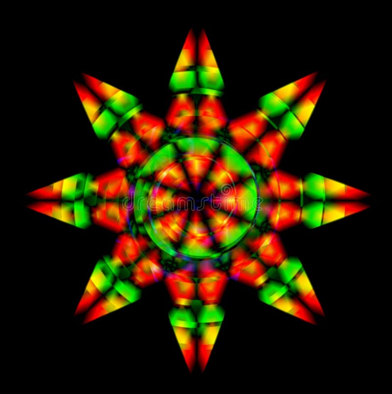 Octagonal Star on a Black Background. Stock Illustration - Illustration ...