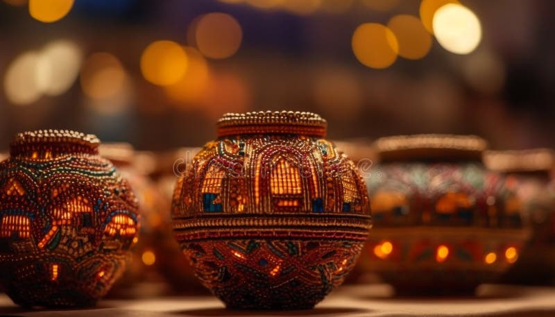 Multi Colored Pottery Jars Illuminate Traditional Turkish Celebration ...