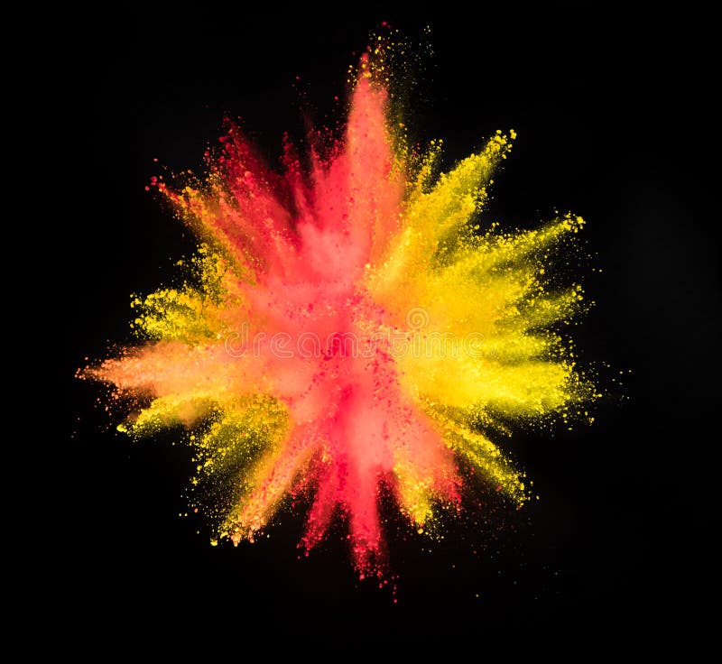 Multi Colored Powder Explosion Isolated on Black Stock Photo - Image of ...