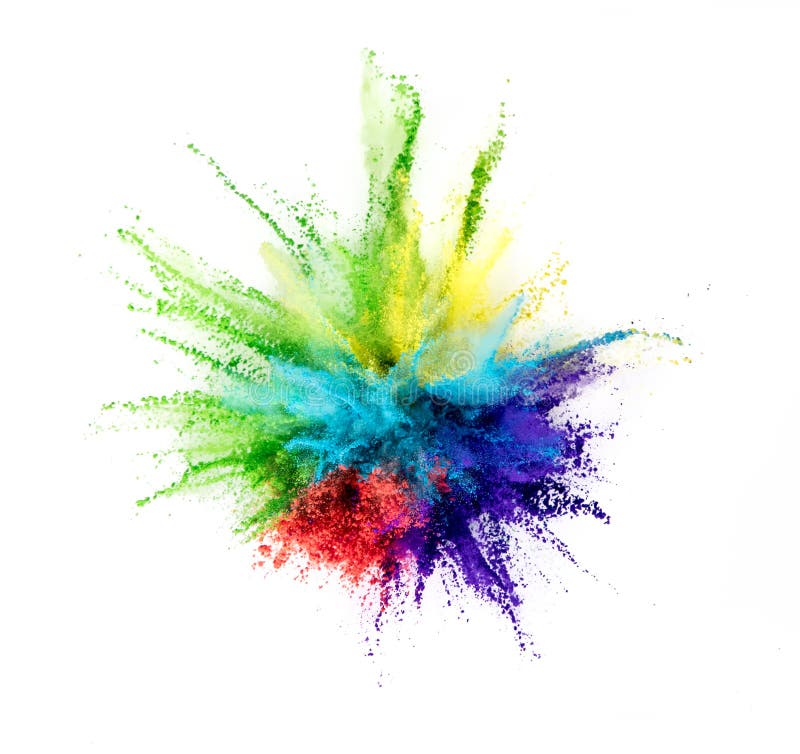 Multi Colored Powder Explosion Isolated on White Stock Photo - Image of ...