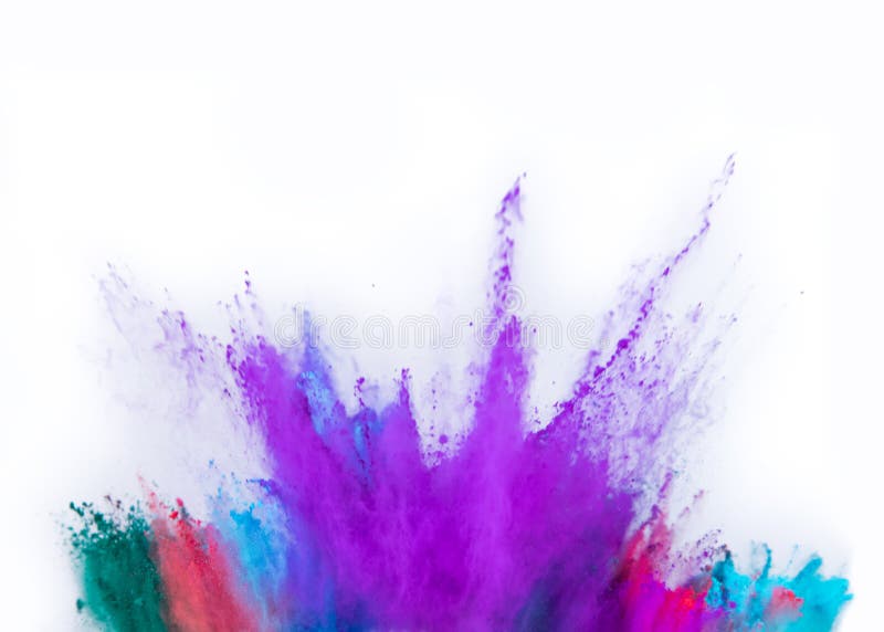 Multi Colored Powder Explosion Isolated on White Stock Photo - Image of ...