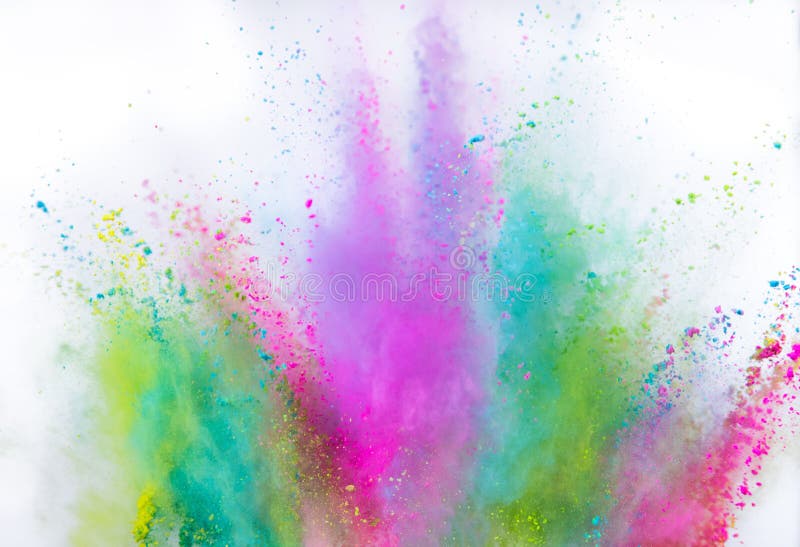 Multi Colored Powder Explosion Isolated on White Stock Image - Image of ...