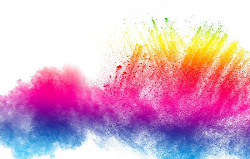 Multi Colored Powder Explosion on White Background. Stock Photo - Image ...