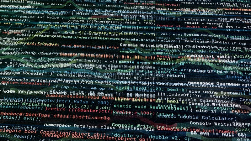 Multi-colored Program Text. Animation. Large Text with Changing Program ...