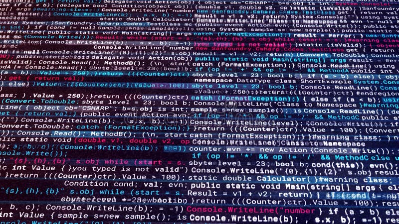 Multi-colored Program Text. Animation. Large Text with Changing Program Words and Codes Stock ...