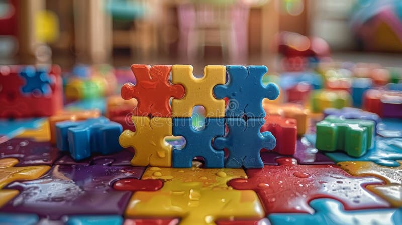A Multi-colored Puzzle. Autism Recognition Day Stock Image - Image of ...
