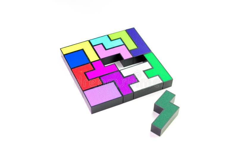 Multi-colored Puzzle Made of Plastic Blocks, that`s Missing One Piece ... Multi-colored Puzzle Made of Plastic Blocks, that`s Missing One Piece ...
