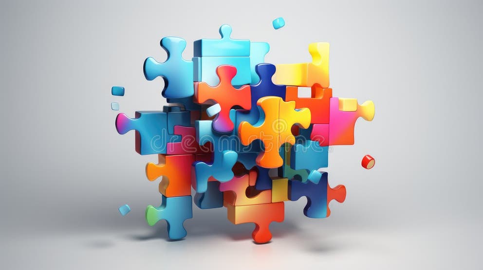 Multi Colored Puzzle Pieces Stock Illustration - Illustration of ...