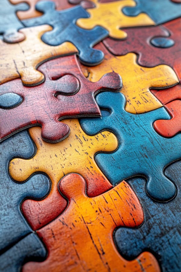 Multi Colored Puzzle Pieces Displayed Against a Light Background in ...