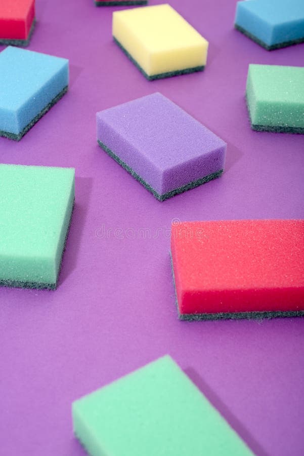 Multi-colored Rectangular Sponges for Washing Dishes Stock Photo ...