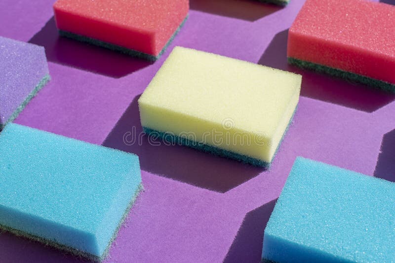 Multi-colored Rectangular Sponges for Washing Dishes Stock Photo ...