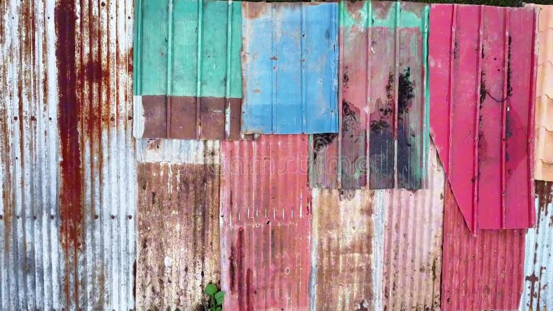 Multi-colored Roof Covered with Different Old Rusty Materials of ...