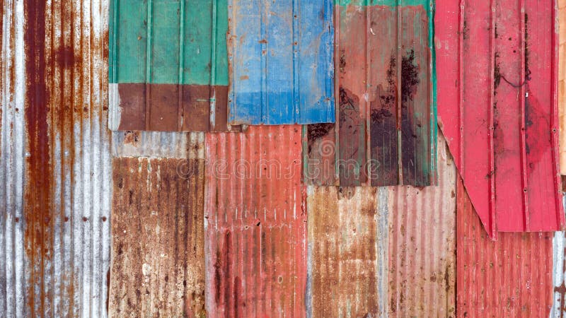 Multi-colored Roof Covered with Different Old Rusty Materials of ...