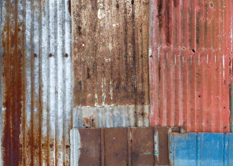 Multi-colored Roof Covered with Different Old Rusty Materials of ...