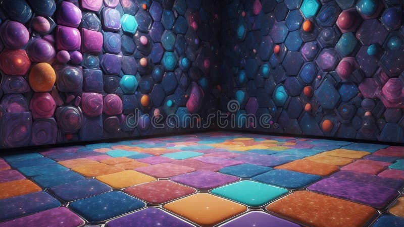 Multi Colored Room Dark Space Scenario Stock Illustration ...