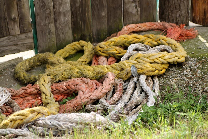 Multi-colored ropes. stock photo. Image of items, ground - 229618402