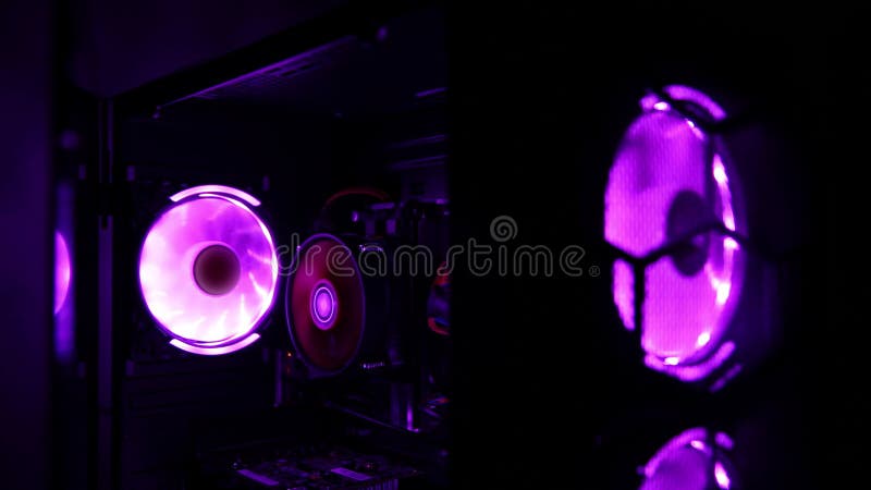 Rotating Multi-colored Cooling Cooler in a Gaming Computer System Unit ...