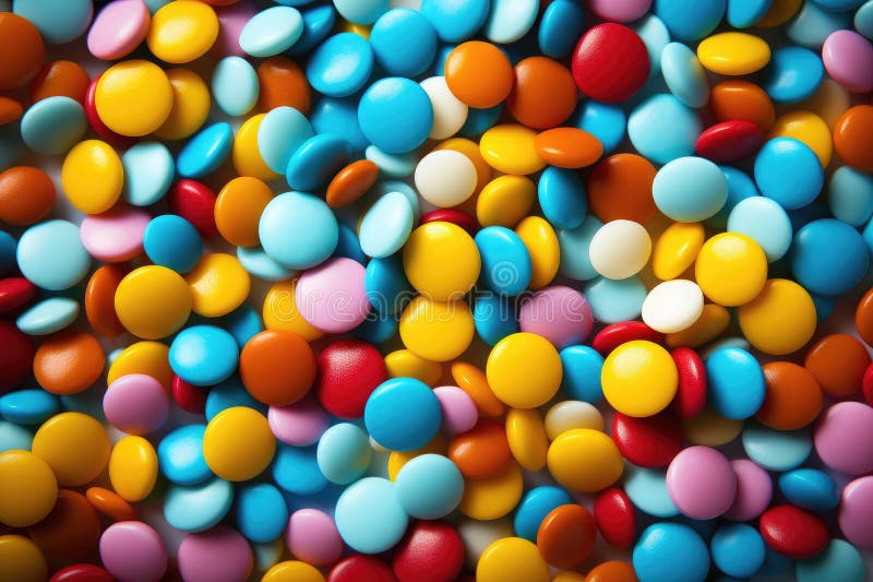 Multi-colored Round Small Dragee Candies of Different Fruit and ...