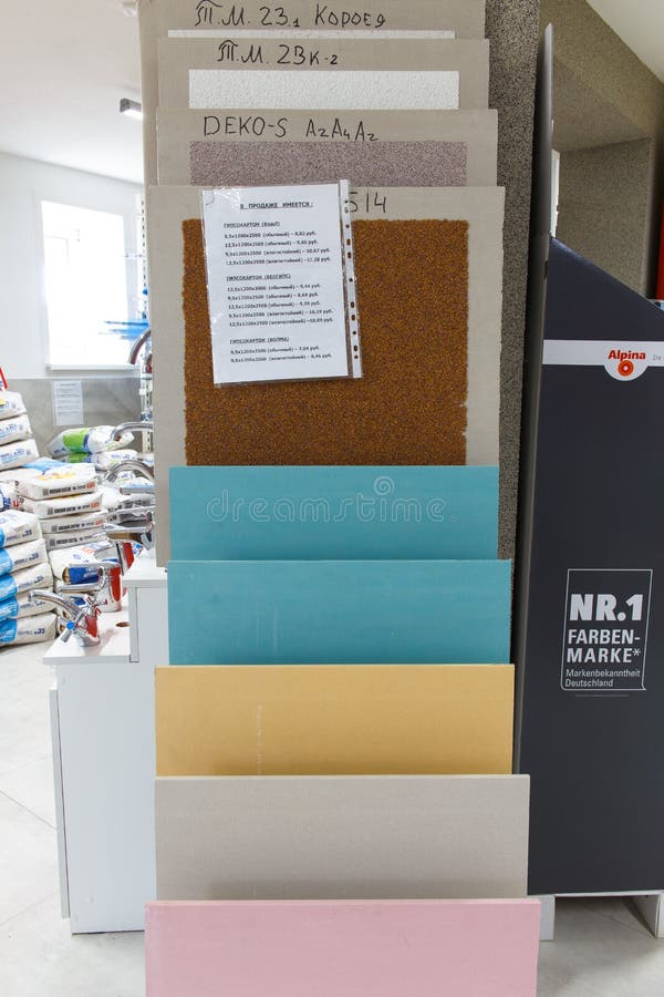 Multi-colored Samples of Plasterboard for Interior Decoration Editorial ...