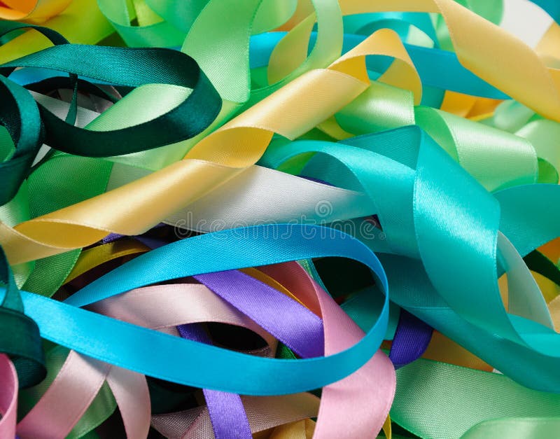 Multi-colored Satin Ribbons Stock Photo - Image of hardware, spiral ...