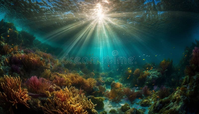 Multi Colored Sea Life Below, Diving into Tropical Beauty in Nature ...