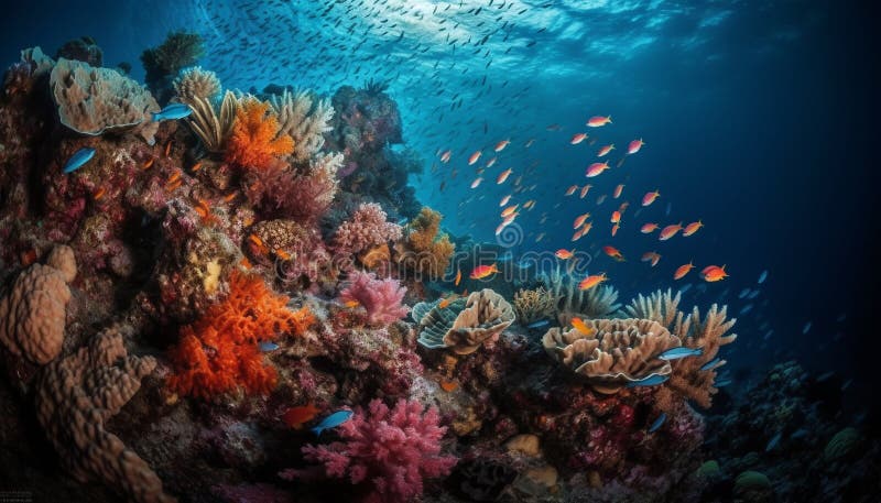 Multi Colored Sea Life in Idyllic Underwater Caribbean Landscape ...