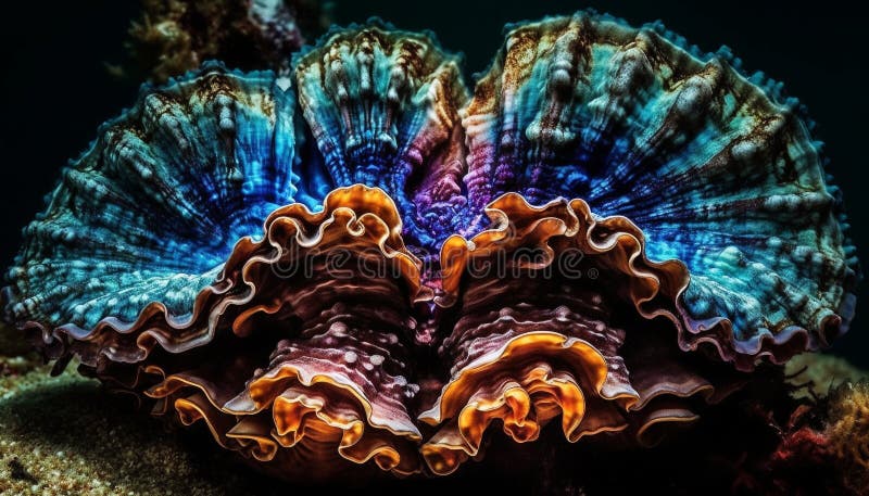 Multi Colored Sea Life in Underwater Fractal Pattern Generated by AI ...