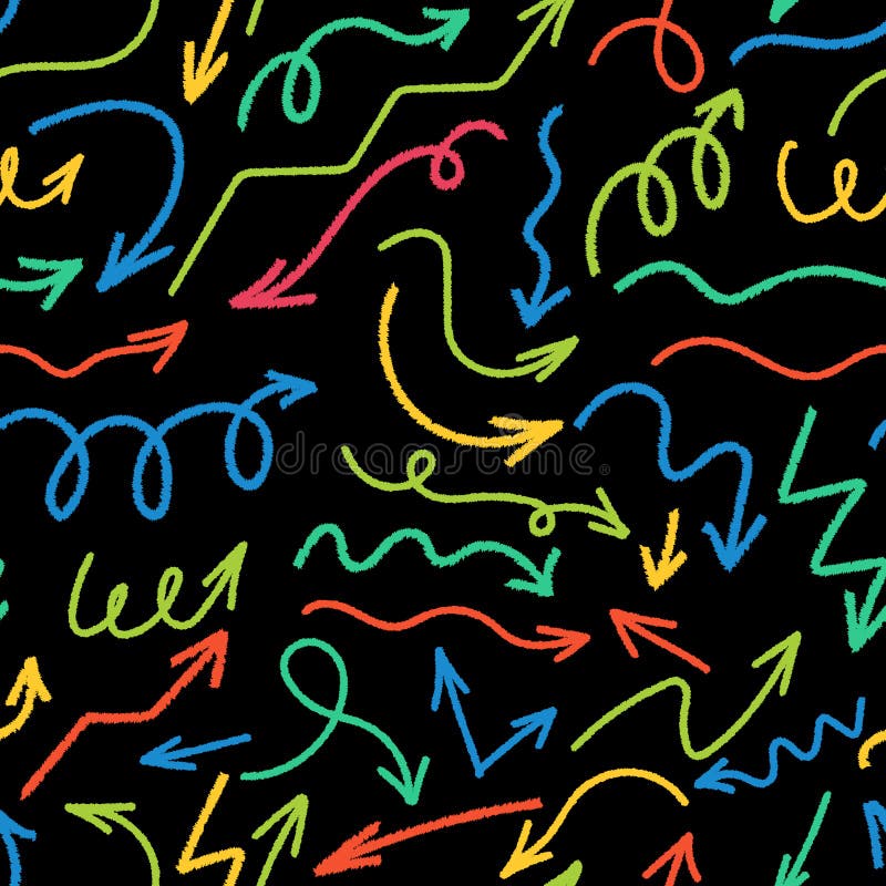 Multi Colored Seamless Pattern with Various Chalk Arrow Stock ...