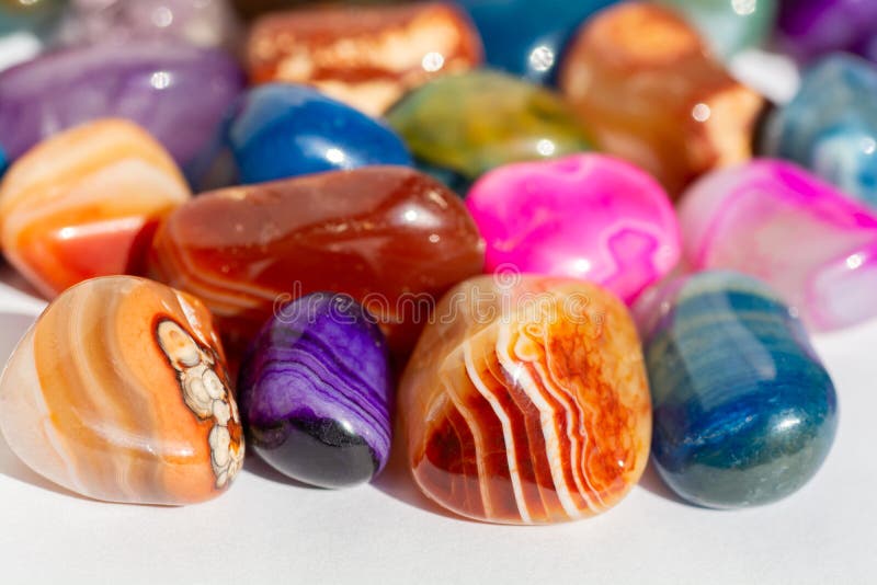 Multi-colored Semi-Precious Striped Agate Stones Stock Image - Image of ...